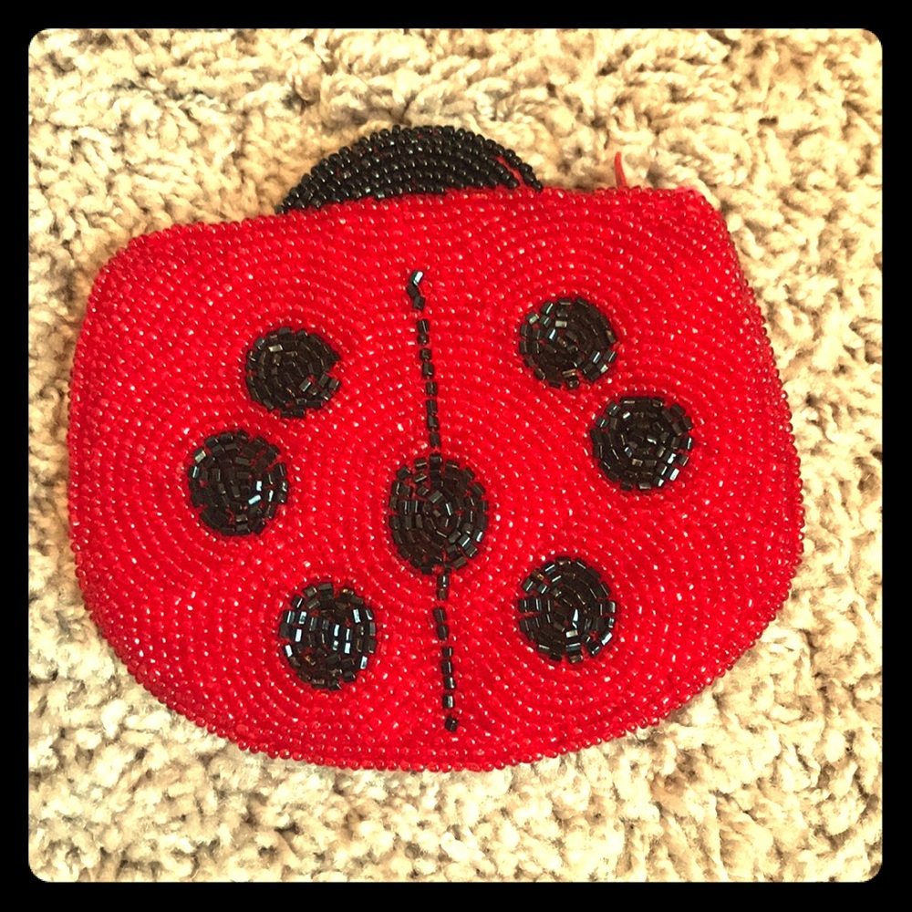 Double Sided Beaded Ladybug Coin Purse - Gem